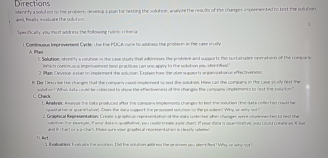 Solved DirectionsIdentify a solution to the problem, develop | Chegg.com