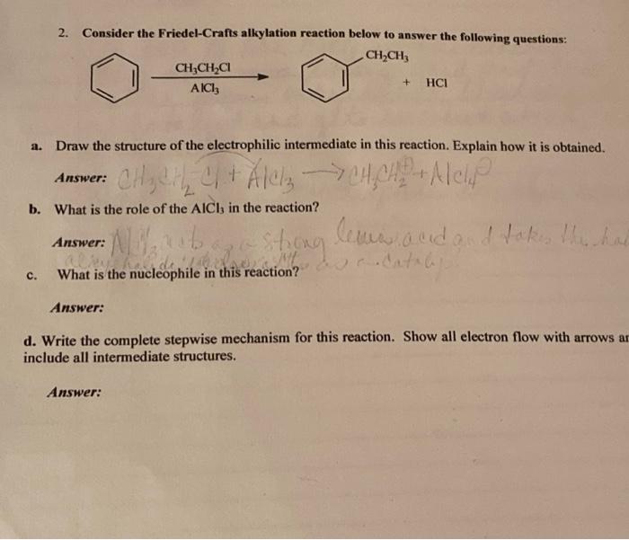 Solved 2. Consider the Friedel-Crafts alkylation reaction | Chegg.com