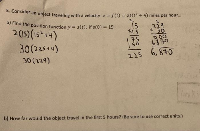 Solved consider an object traveling with a velocity v = f(t) | Chegg.com