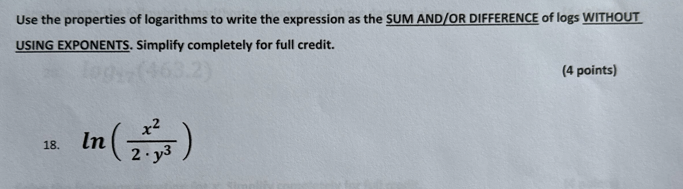 Solved Use the properties of logarithms to write the | Chegg.com