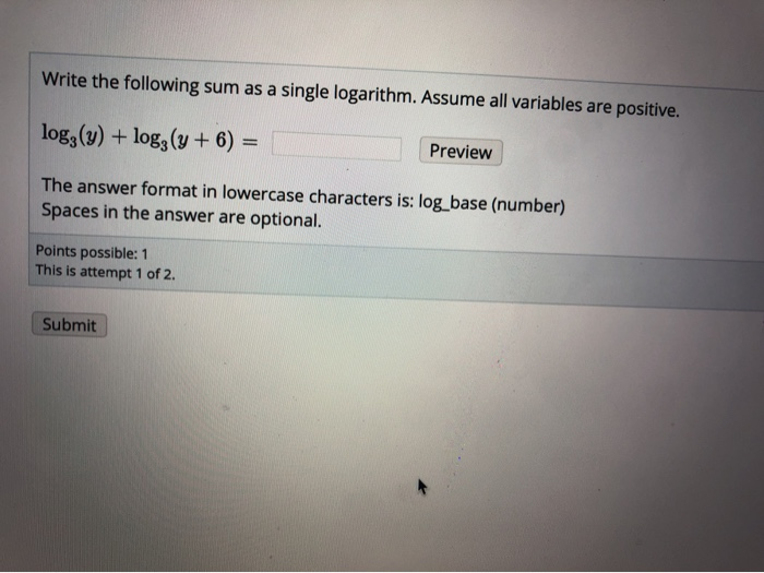 Solved Write the following sum as a single logarithm. Assume | Chegg.com