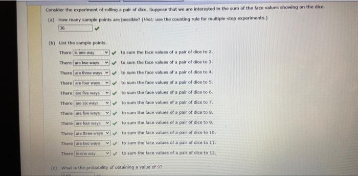 Solved Consider the experiment of rolling a pair of dice. | Chegg.com
