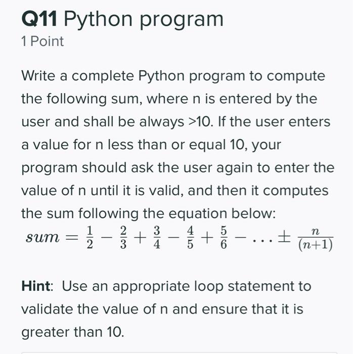 Solved Q11 Python program 1 Point Write a complete Python | Chegg.com
