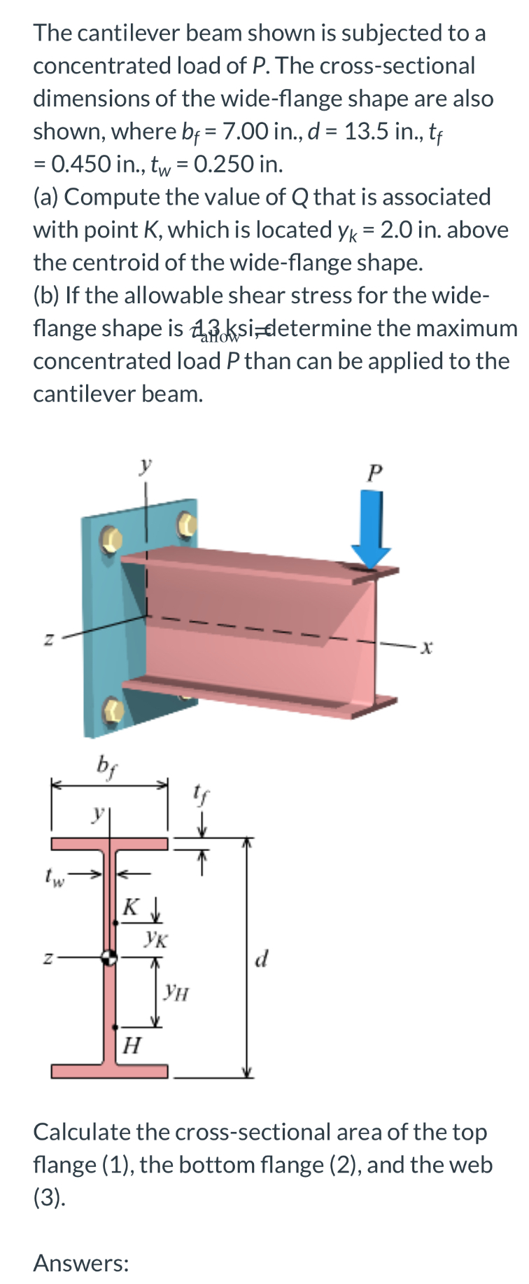 Solved The cantilever beam shown is subjected to | Chegg.com