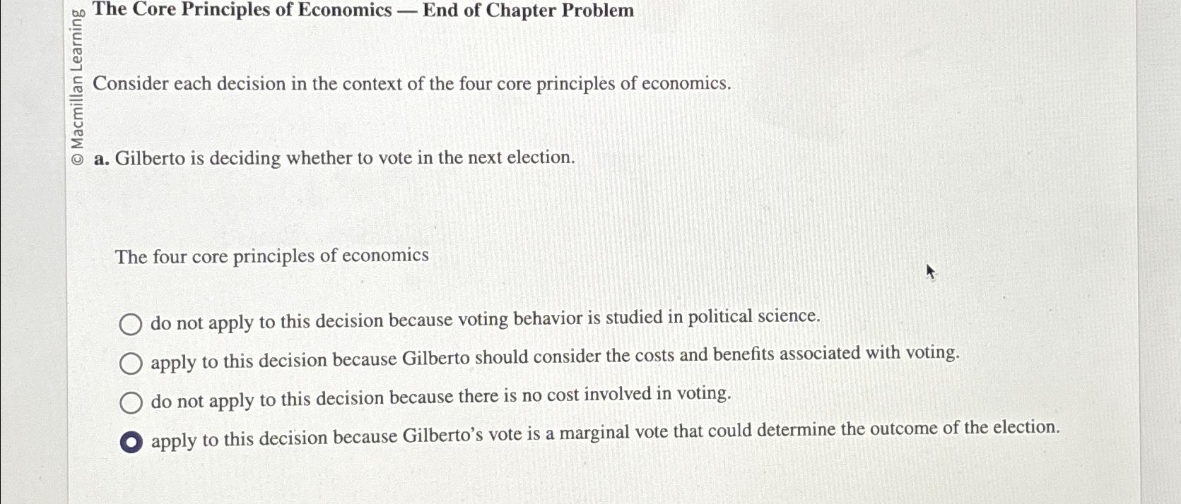 Solved The Core Principles of Economics - ﻿End of Chapter | Chegg.com