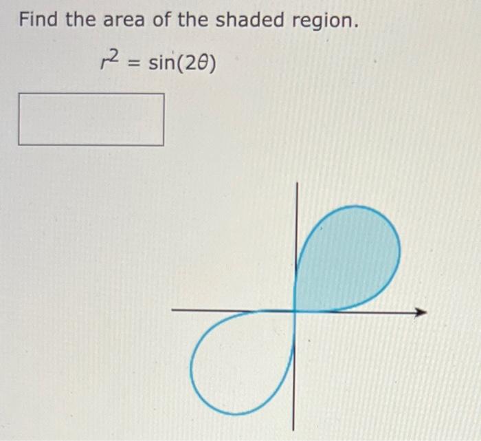 Solved Find the area of the shaded region. r2=sin(2θ) | Chegg.com