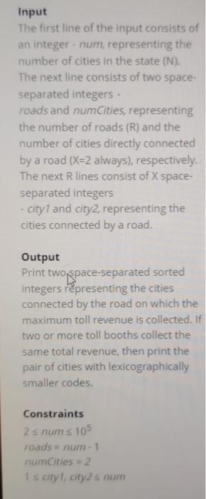 Solved In a state, N cities with unique city codes from 1 to | Chegg.com