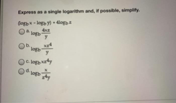Solved Express as a single logarithm and, if possible, | Chegg.com