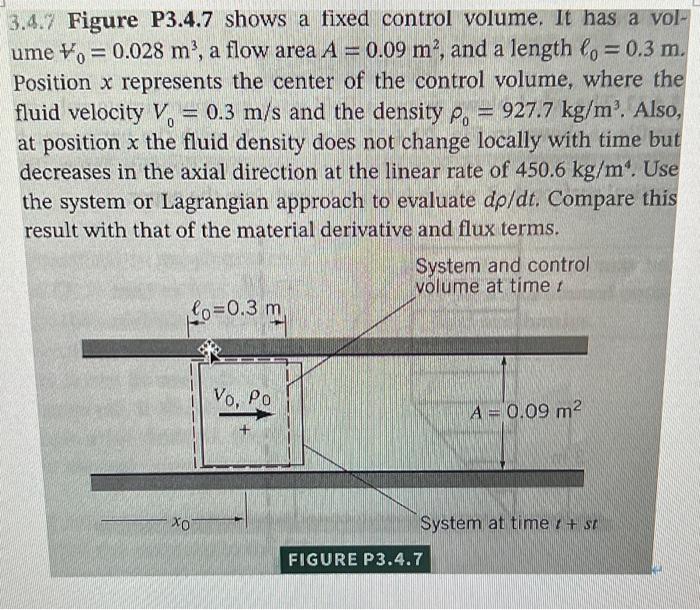 Solved 3.4.7 Figure P3.4.7 shows a fixed control volume. It | Chegg.com