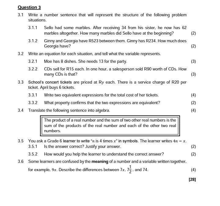 Solved 3.1 Write a number sentence that will represent the | Chegg.com