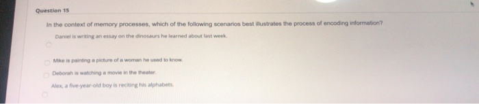 Solved Question 15 In the context of memory processes, which | Chegg.com
