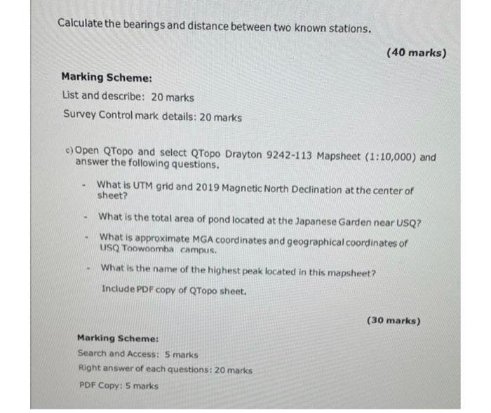 Calculate the bearings and distance between two known | Chegg.com