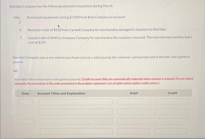 Solved Sheridan Company has the following selected | Chegg.com