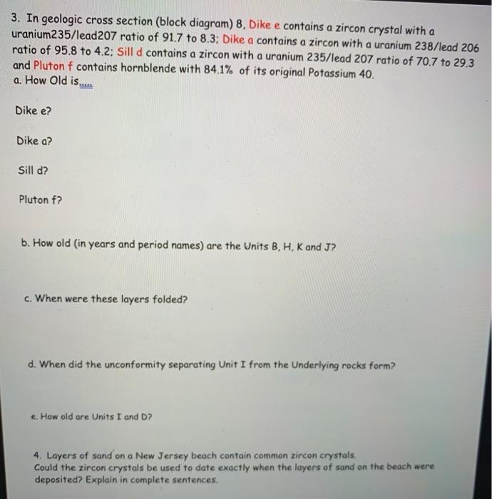 Solved 3. In geologic cross section (block diagram) 8, Dike | Chegg.com