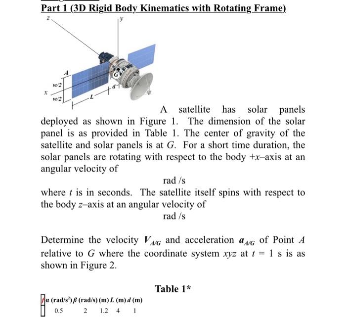 Solved Part 1 (3D Rigid Body Kinematics with Rotating Frame) | Chegg.com