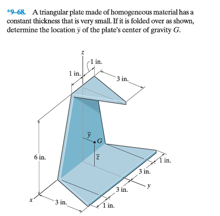 Solved *9-68. ﻿A triangular plate made of homogeneous | Chegg.com