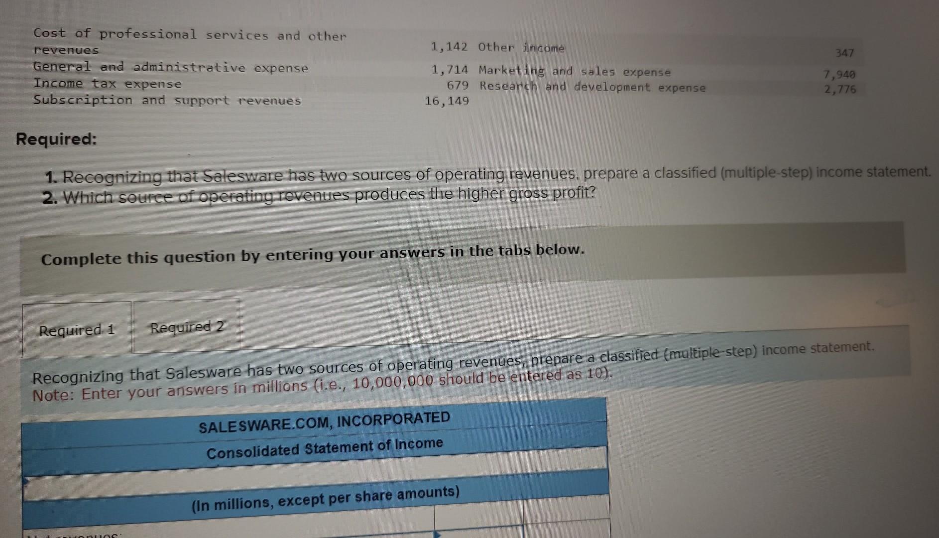 Solved recognizing that saleware has two sources of | Chegg.com
