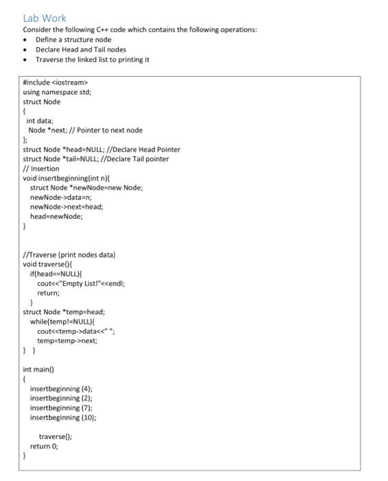 Solved Lab Work Consider the following C++ code which | Chegg.com
