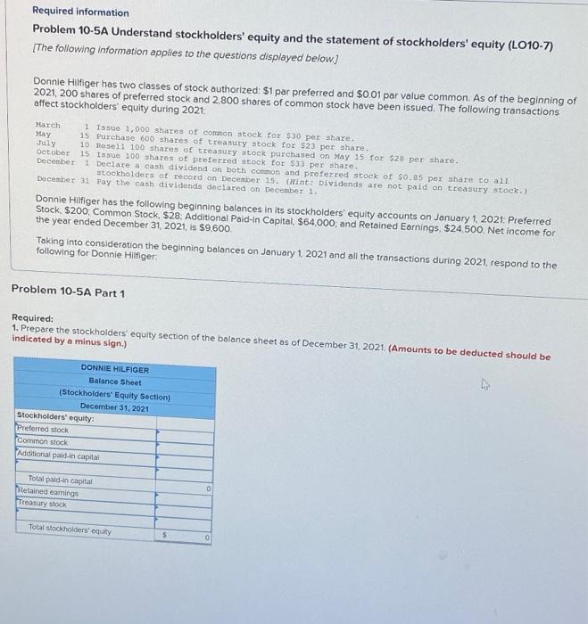 Solved Required information Problem 10-5A Understand | Chegg.com