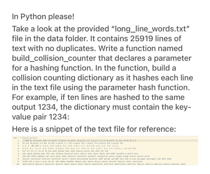 Solved In Python please! Take a look at the provided | Chegg.com