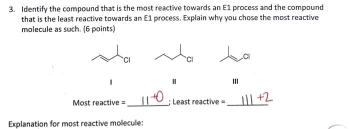 Solved 3. Identify the compound that is the most reactive | Chegg.com