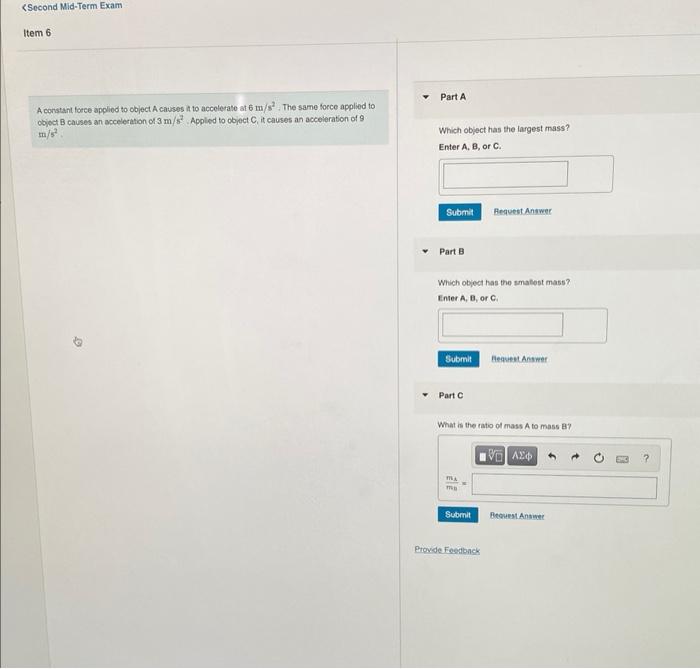 Solved A Constant Force Applied To Object A Causes It To