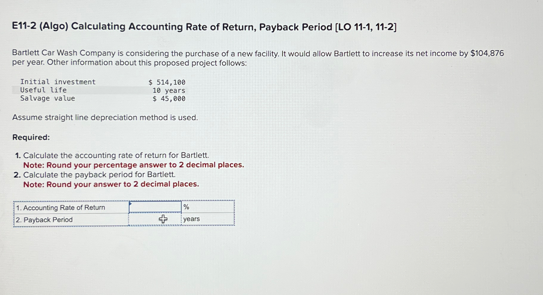 Solved E11-2 (Algo) ﻿Calculating Accounting Rate of Return, | Chegg.com