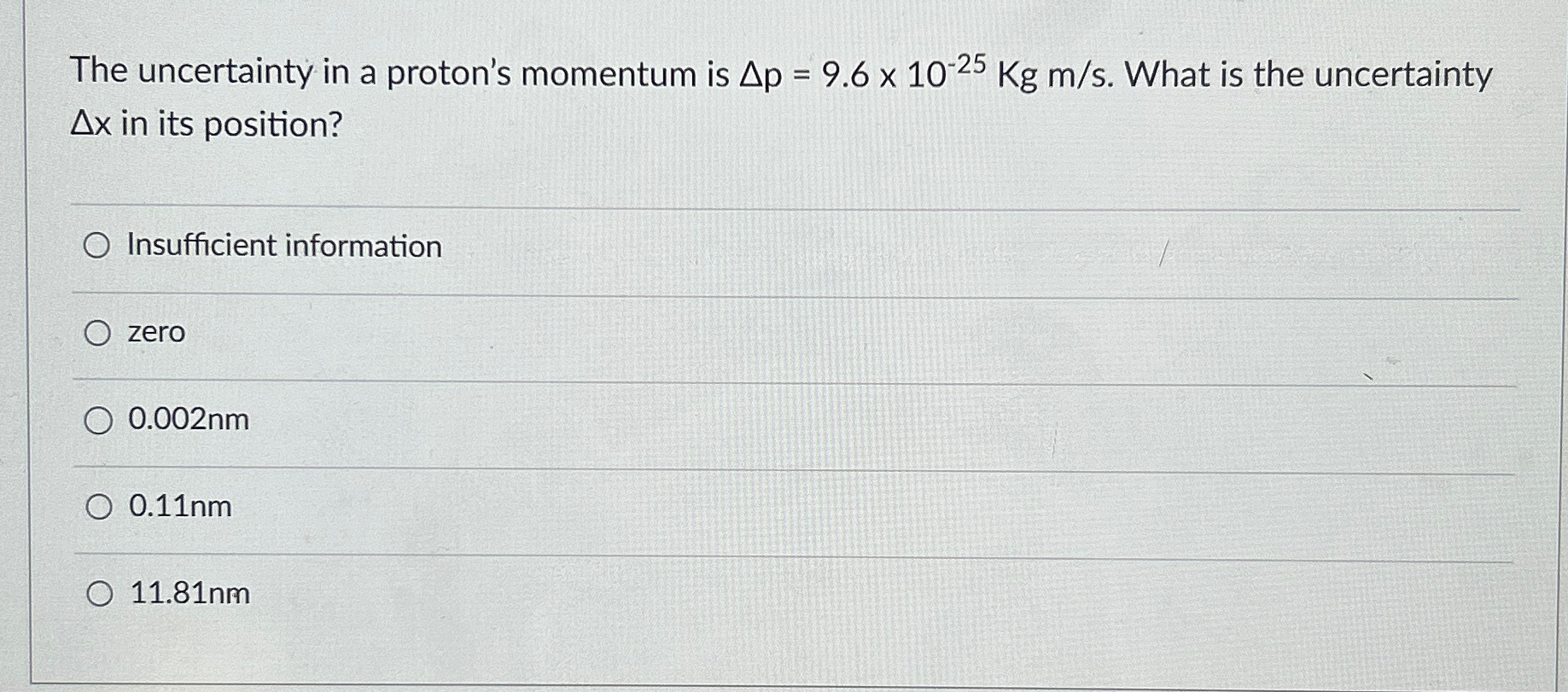 Solved The uncertainty in a proton's momentum is | Chegg.com