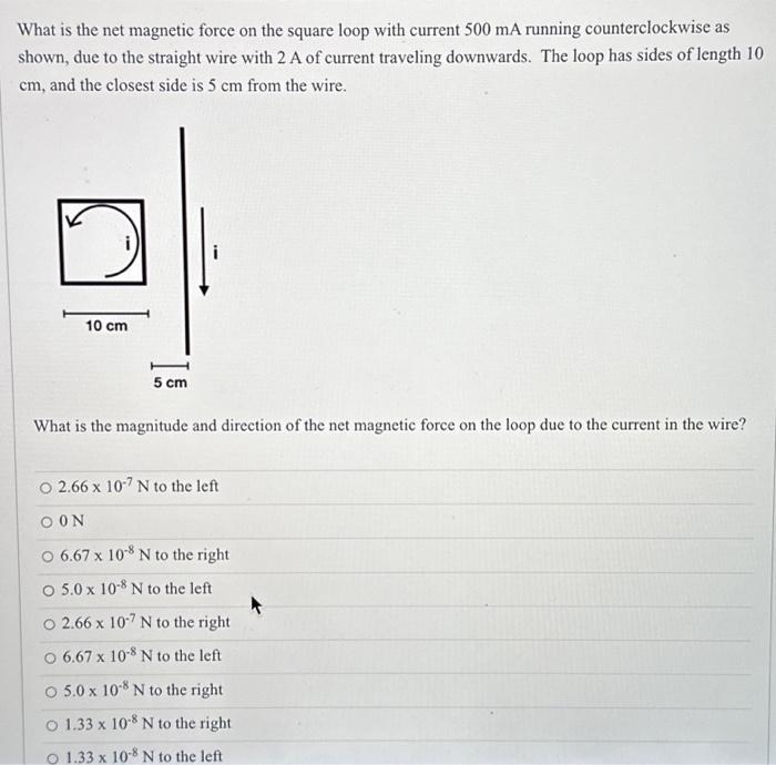 Solved What is the net magnetic force on the square loop | Chegg.com