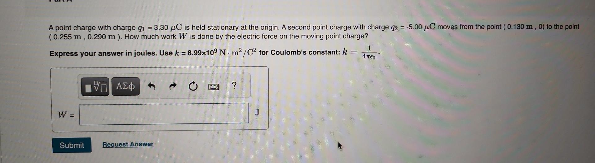 Solved A point charge with charge q1=3.30μC is held | Chegg.com