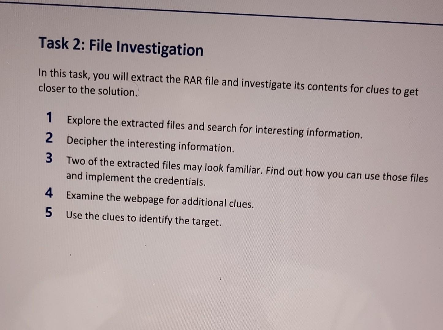 Solved Task 2: File Investigation In this task, you will | Chegg.com