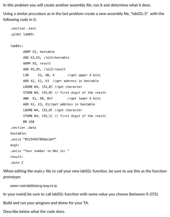S Lab02c.S main.c X test.S S Lab02b.S 1 extern long | Chegg.com