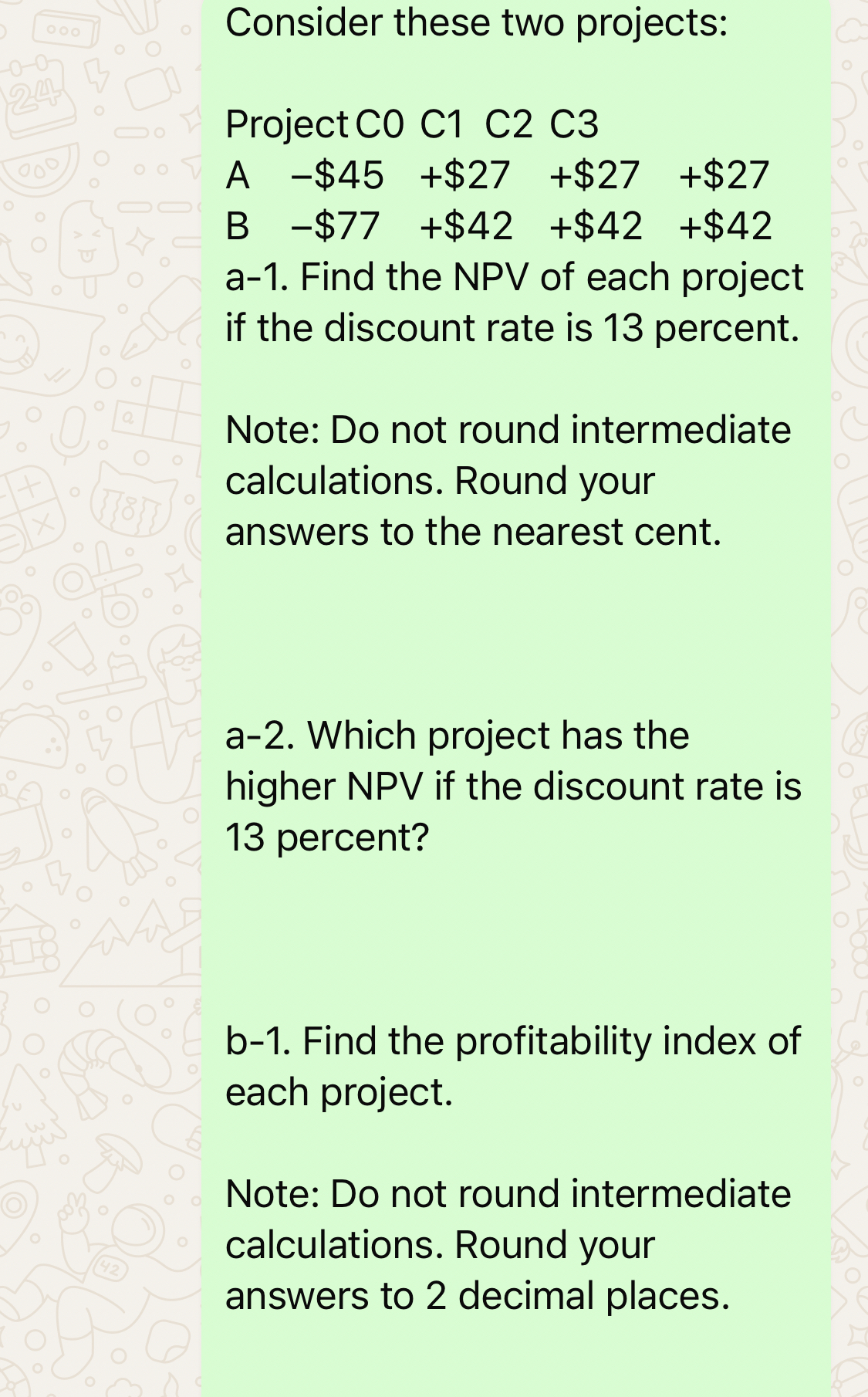 Solved Consider these two projects:Project C0 ﻿C1 ﻿C2 ﻿C3A | Chegg.com