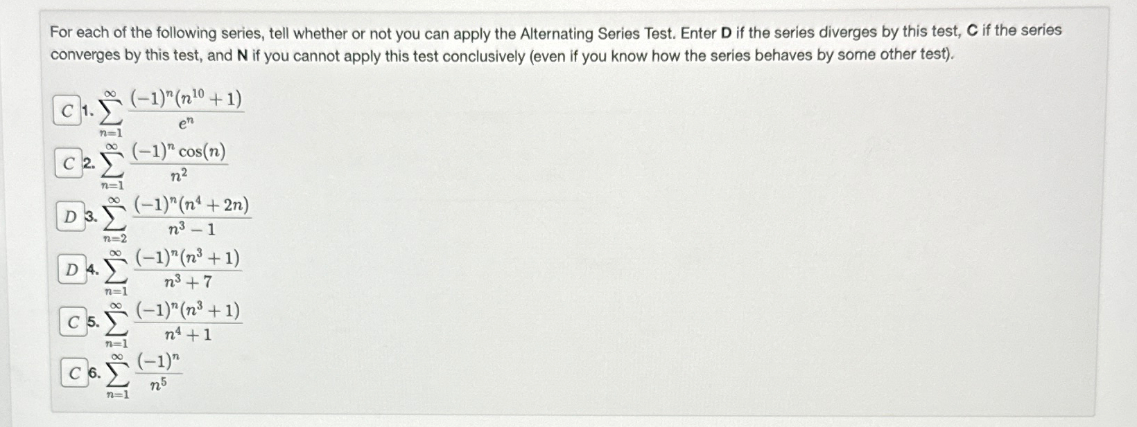 Solved For each of the following series, tell whether or not | Chegg.com