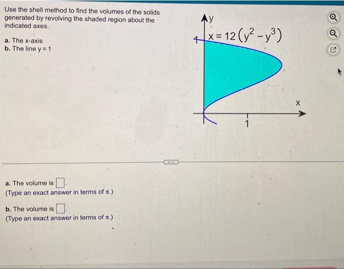 Solved use shell method to find a & b type an exact answer | Chegg.com