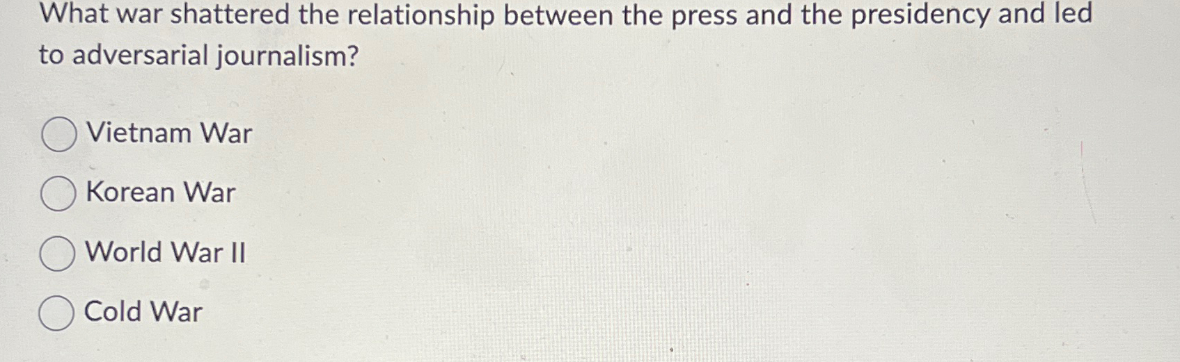 Solved What war shattered the relationship between the press | Chegg.com