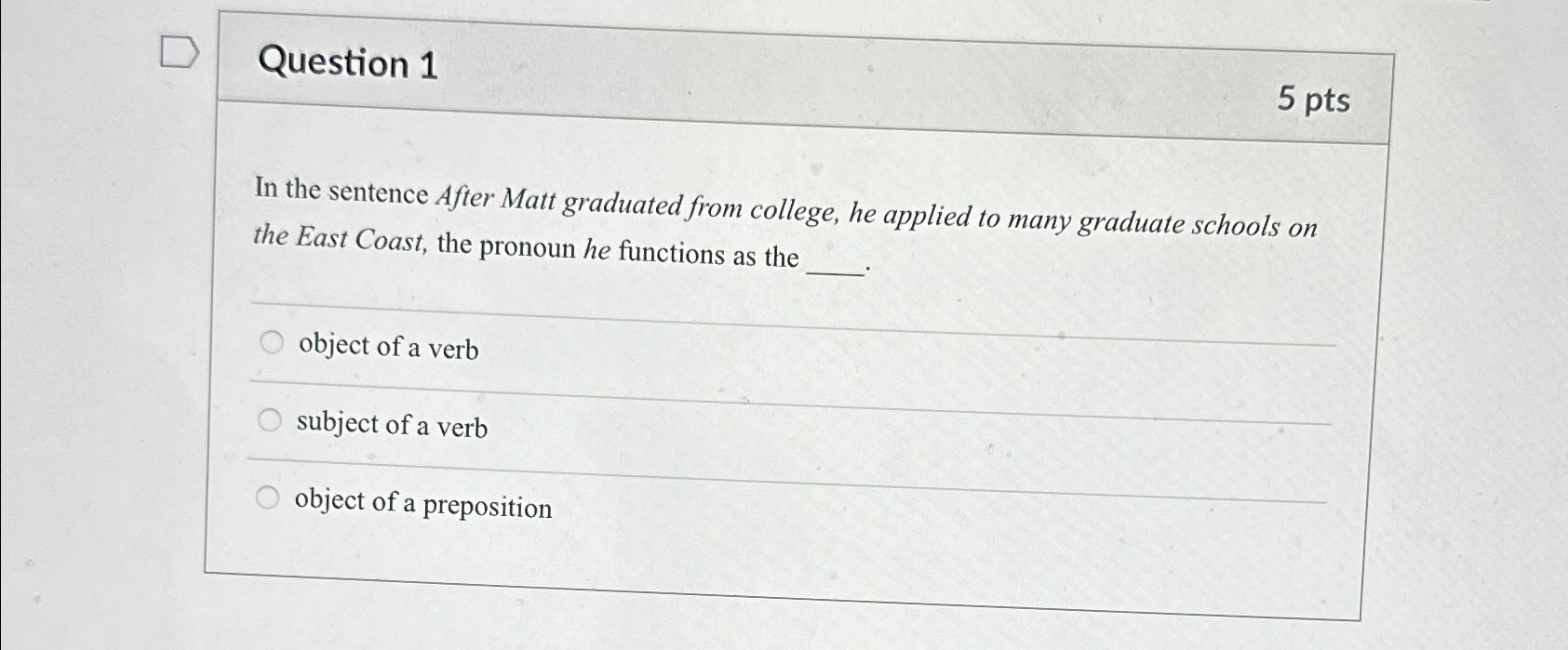 Solved Question 15 ﻿ptsIn the sentence After Matt graduated | Chegg.com