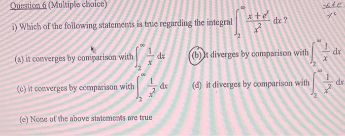 Solved Question 6 (Multiple choice) i) Which of the | Chegg.com