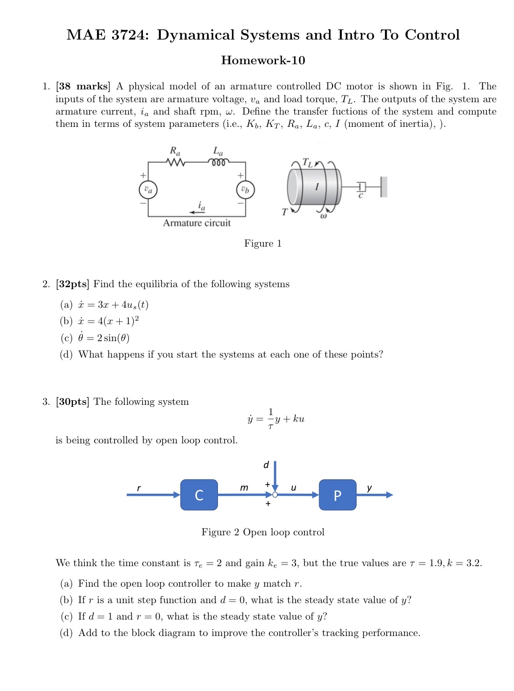 MAE 3724: Dynamical Systems and Intro To | Chegg.com