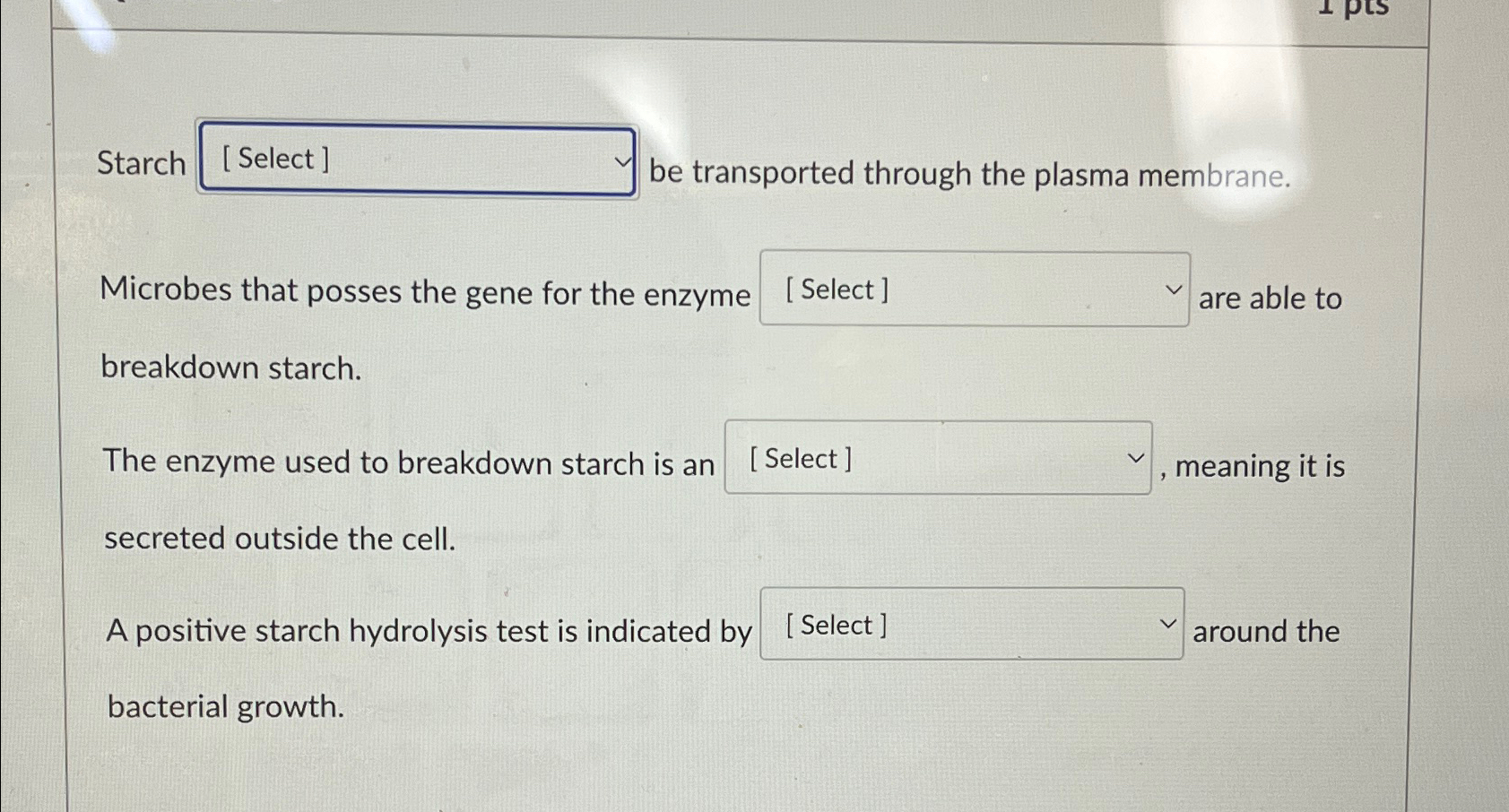 Solved Starch be transported through the plasma | Chegg.com
