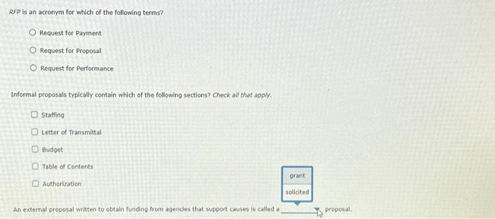 RFP is an acronym for which of the following terms? | Chegg.com