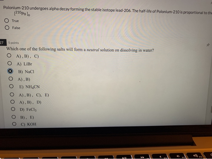 Solved Polonium-210 undergoes alpha decay forming the stable | Chegg.com