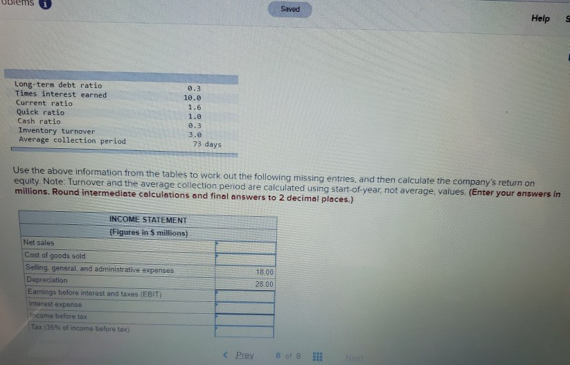 Solved Saved Help S Long-term debt ratio Times interest | Chegg.com