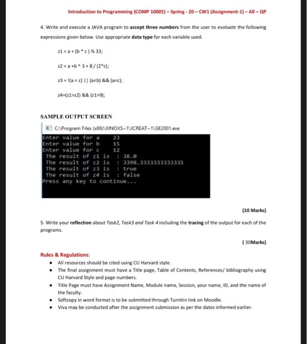Solved Introduction to Programming (COMP 10005) - Spring -20 | Chegg.com