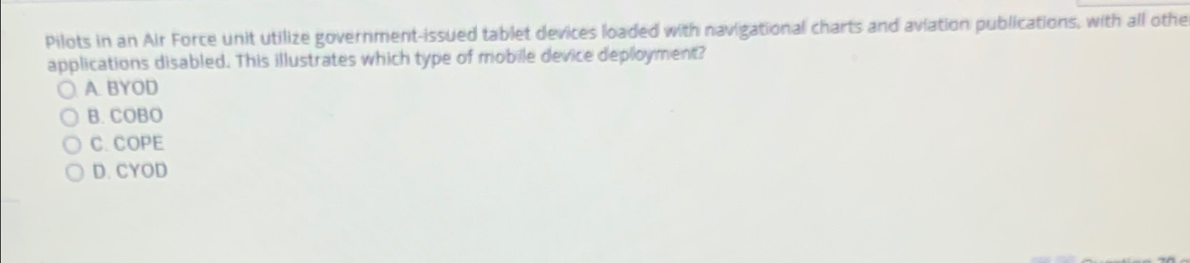Solved Pilots in an Air Force unit utilize government-issued | Chegg.com