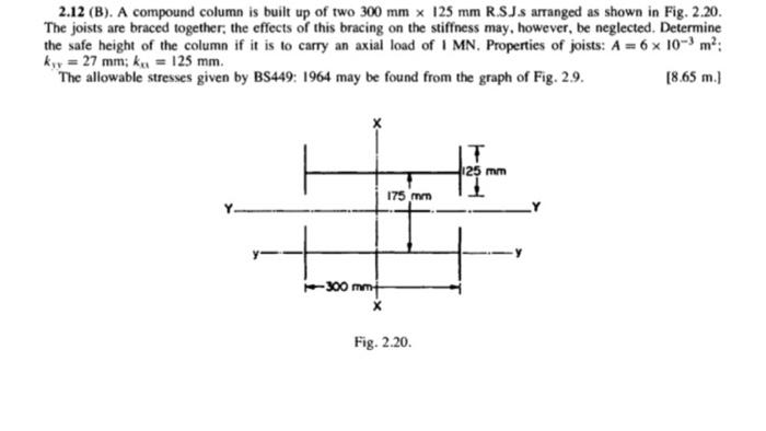 Solved 2.12 (B). A compound column is built up of two 300 | Chegg.com
