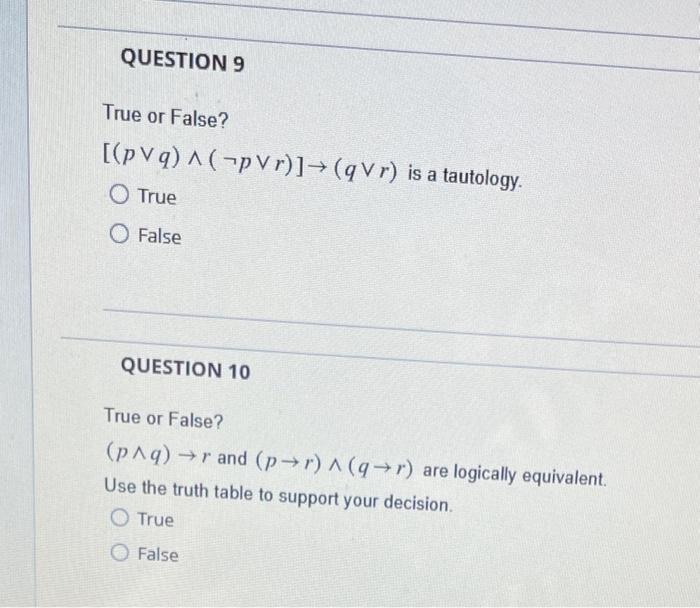 Solved Fill out the truth table and decide if the | Chegg.com