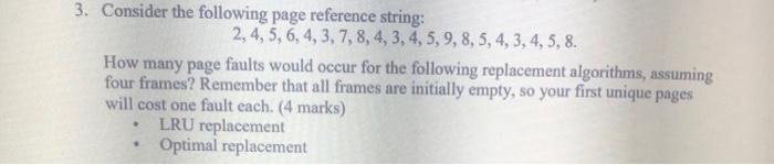 Solved 3. Consider the following page reference string: 2, | Chegg.com