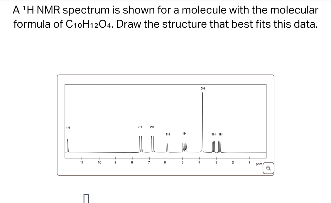 Solved A1H NMR ﻿spectrum is ﻿shown for a molecule with the | Chegg.com