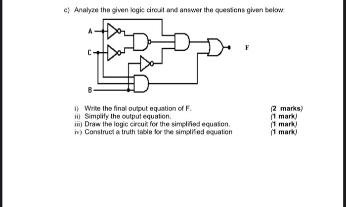 Solved c) Analyze the given logic circuit and answer the | Chegg.com